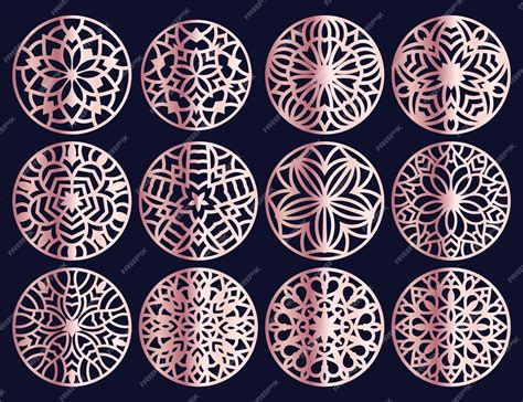Premium Vector Set Decorative Circle Coaster For Laser Cutting Round Abstract Geometric