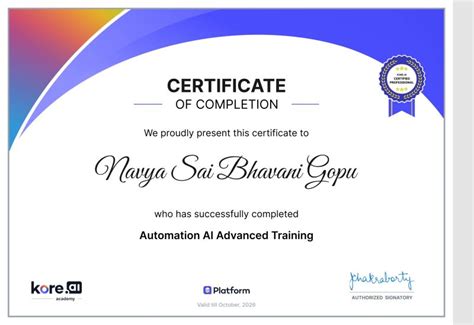 i am excited to share that i have successfully completed kore ai