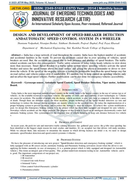 Automatic Speed Breaker Detection Pdf Brake Traffic Collision
