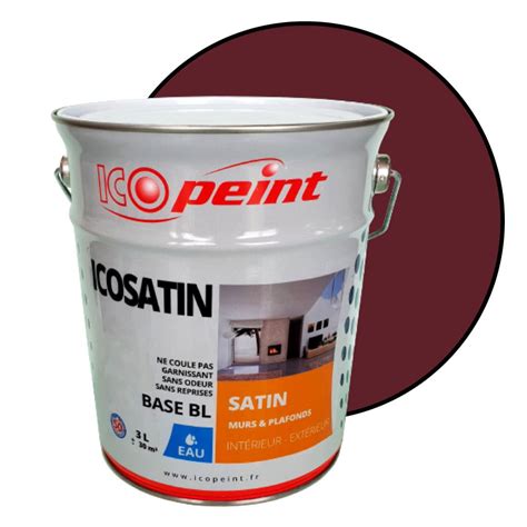 Peinture Acrylique Satin Lessivable 3l Icosatin Ral 3005 Rouge Vin