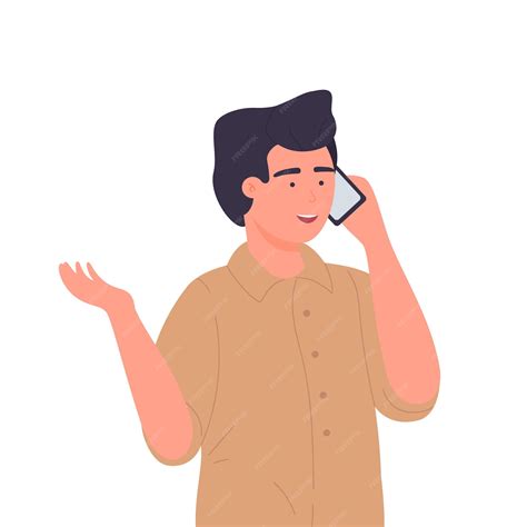 Un Chico Hablando Por Teléfono Vector Premium