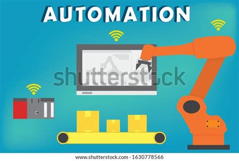 Automation System Vector Illustration Plc Control Stock Vector Royalty Free