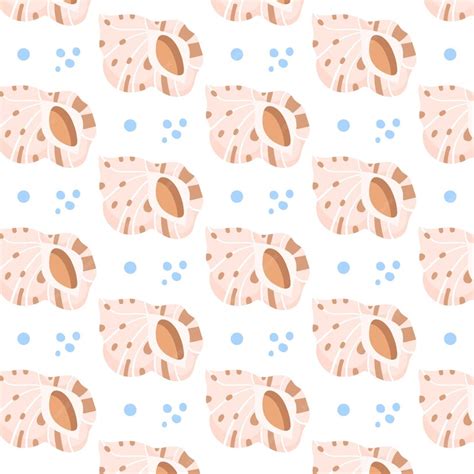 Premium Vector Seamless Pattern With Seashells On White Background