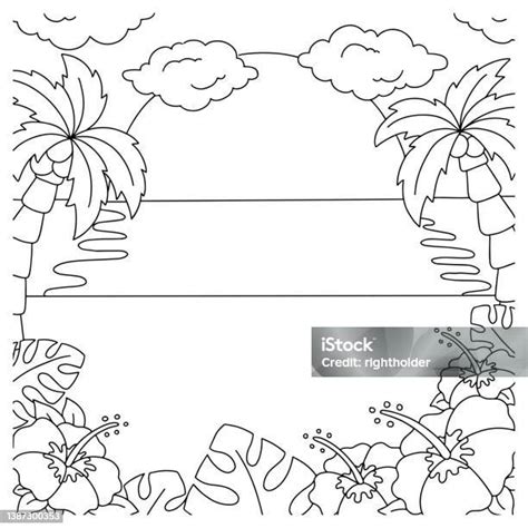 멋진 자연 경관 아이들을위한 색칠 공부 책 페이지 만화 스타일 흰색 배경에서 격리된 벡터 그림입니다 여름에 대한 스톡 벡터 아트 및 기타 이미지 Istock