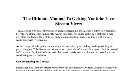 The Ultimate Manual To Getting Youtube Live Stream Views Pdf DocDroid