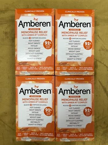 4 New Amberen Advanced Menopause Relief W Amber M Complex 60 Capsules