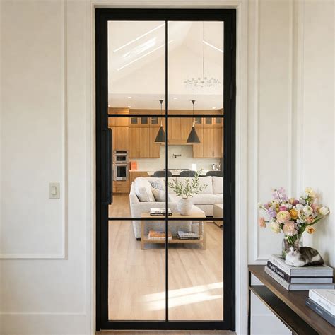 6 Lite Interior Steel French Door Clear Glass With Tall Pull Handle