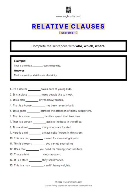 Relative Clauses Exercises
