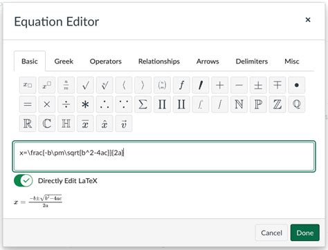 Writing Mathematical Expressions In Canvas Using Latex Teaching And Learning University Of