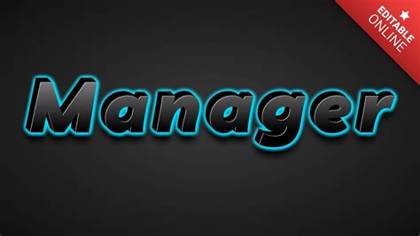 Manager Black 3d With Blue Glow Text Effect Generator