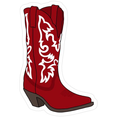 Crimson Cowgirl Boot Sticker Red Cowgirl Boot Tattoo Cartoon Red