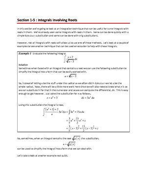 Calc II Integration Strategy Warning TT Undefined Function 32 Section 1 7 Integration