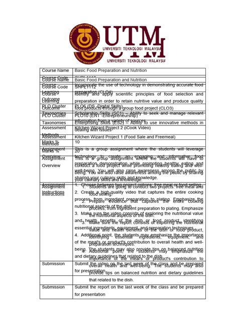 assignment guideline shpl1112 clo3 clo4 1 pdf nutrition diet