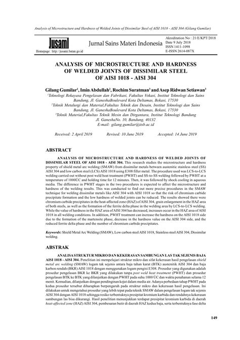 Pdf Analysis Of Microstructure And Hardness Of Welded Joints Of Dissimilar Steel Of Aisi 1018