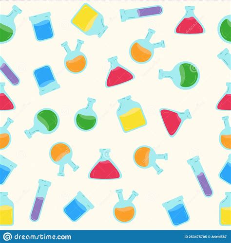 Seamless Pattern Of A Laboratory Flask Vector Illustration Stock Vector Illustration Of Test