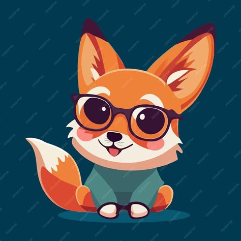 귀여운 아기 여우 그림 프리미엄 벡터