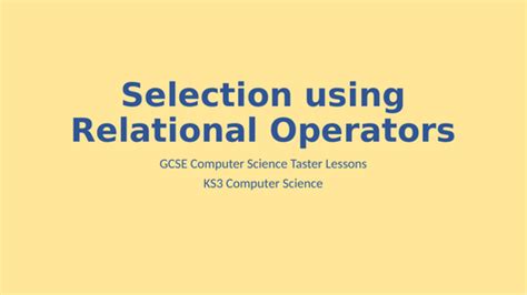 Python Programming Selection If Statements Using Relational
