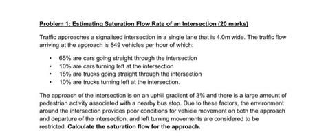 Solved Problem 1 Estimating Saturation Flow Rate Of An