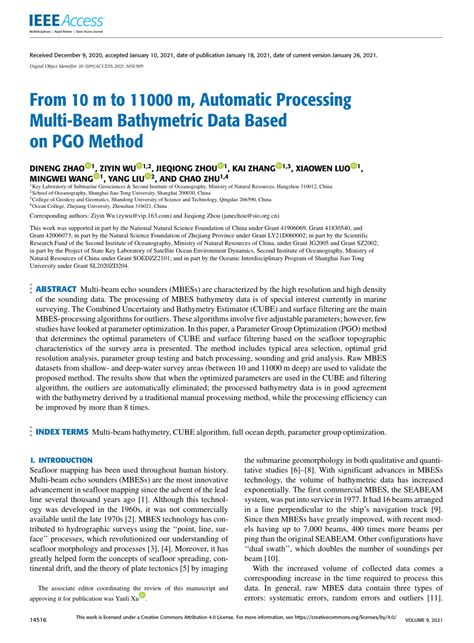 pdf from 10 m to 11000 m automatic processing multi beam bathymetric