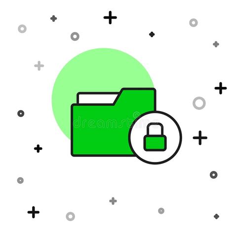 Filled Outline Folder And Lock Icon Isolated On White Background Closed Folder And Padlock