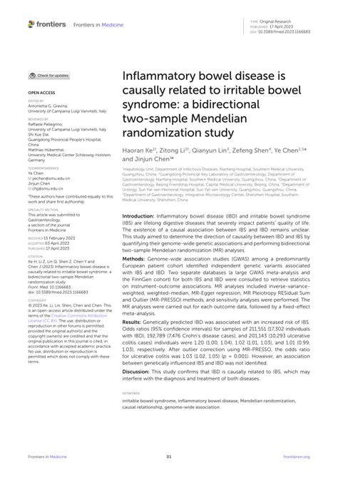 Pdf Inflammatory Bowel Disease Is Causally Related To Irritable Bowel Syndrome A