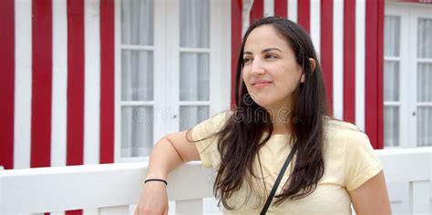 Cute Turkish Girl In The Village Of Costa Nova Stock Image Image Of