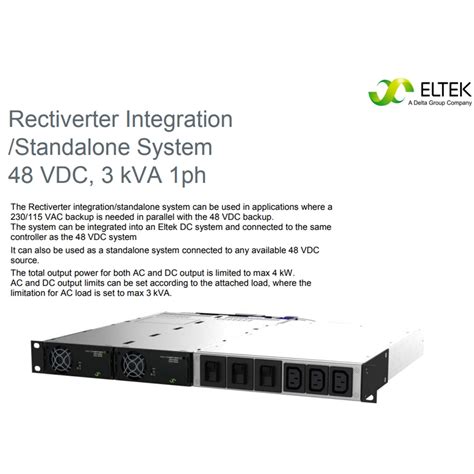 Eltek Rectiverter 3kva 1phase 48vdc Reliable Power For Telecom