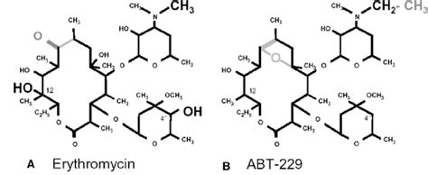 A B Structure Comparisons Of A Erythromycin And B Abt 229 Are Download Scientific Diagram