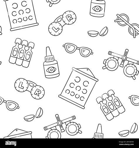 Ophthalmology Optometry Hand Drawn Seamless Pattern Vision Test Chart