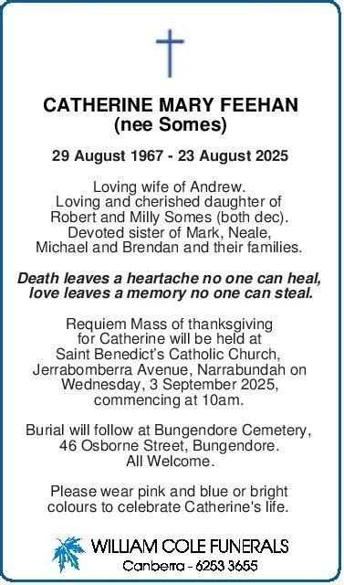 Catherine Feehan — William Cole Funerals Excellence In Funeral Service