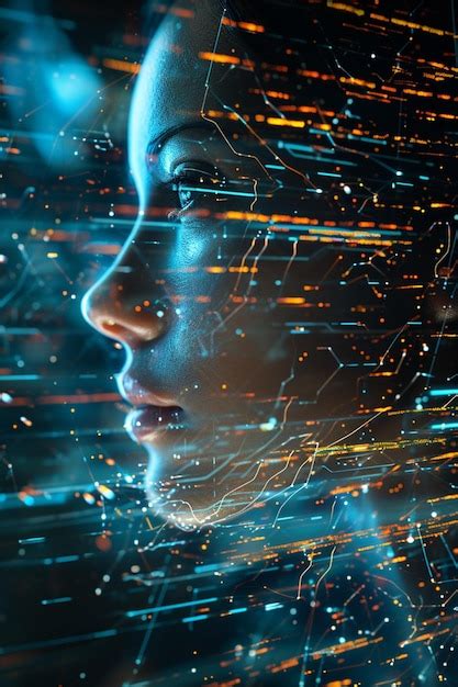 Premium Photo 3d Representation Of A Woman Emerging From A Digital Matrix