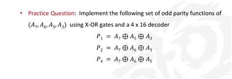 Solved Practice Question Implement The Following Set Of Odd Chegg Com