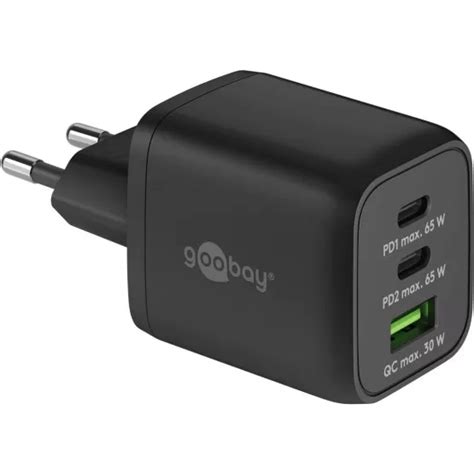 USB C PD GaN Multiport Hurtiglader Nano 65 W Svart