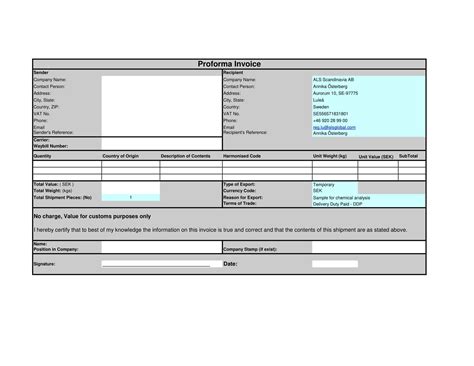 Free Printable Proforma Invoice Templates Word Excel Pdf