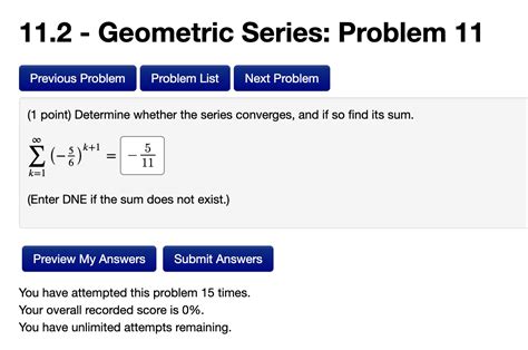 solved 11 2 geometric series problem 11 1 point