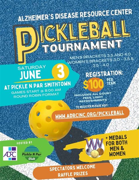 Pickleball Tournament Flyer Alzheimers Disease Resource Center