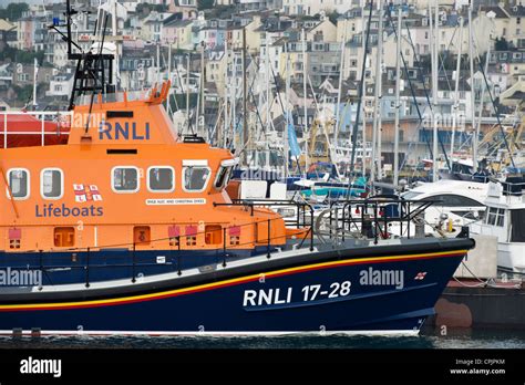 Rnli Severn Class All Weather Lifeboat At The Torbay Lifeboat Station Brixham Devon Stock