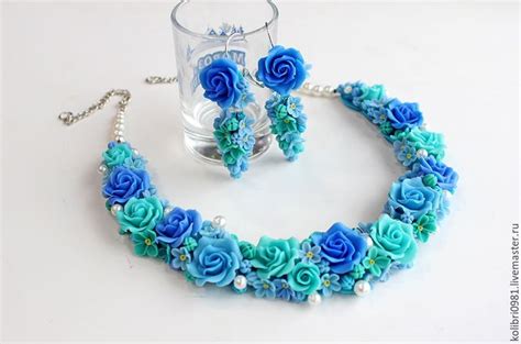 КОМПЛЕКТ БИРЮЗОВЫЙ УКРАШЕНИЕ ИЗ ПОЛИМЕРНОЙ ГЛИНЫ в интернет магазине на Ярмарке Мастеров