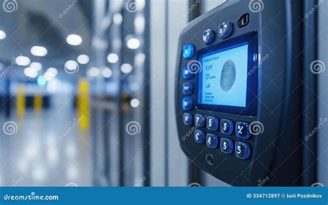 Biometric Fingerprint Scanner Controlling Access To Server Room Stock Image Image Of Access