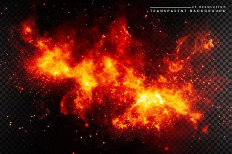 Premium PSD Fire Flames Spark Particles Hdr Effect On Transparent Background