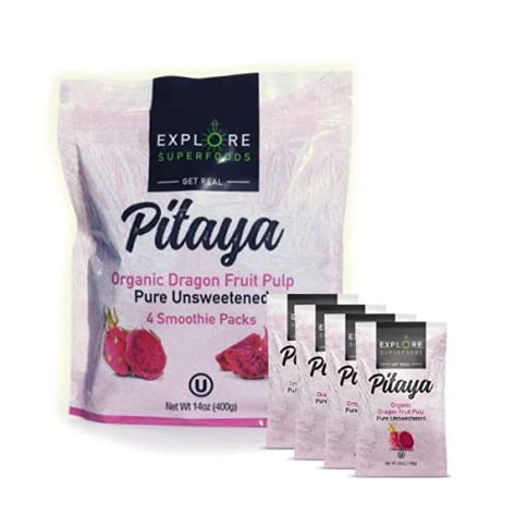 Explore Superfoods Pitaya Organic Dragon Fruit Frozen Puree Packs Pure