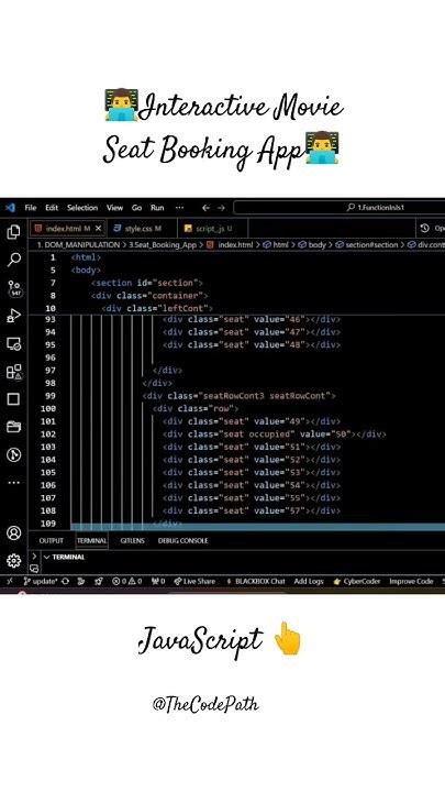 Build Movie Seat Booking System With Html Css Javascript Coding Programming Js