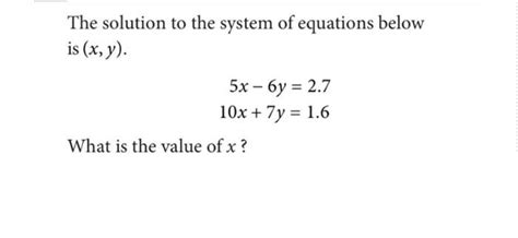 Solved The Solution To The System Of Equations Below Is X Chegg Com