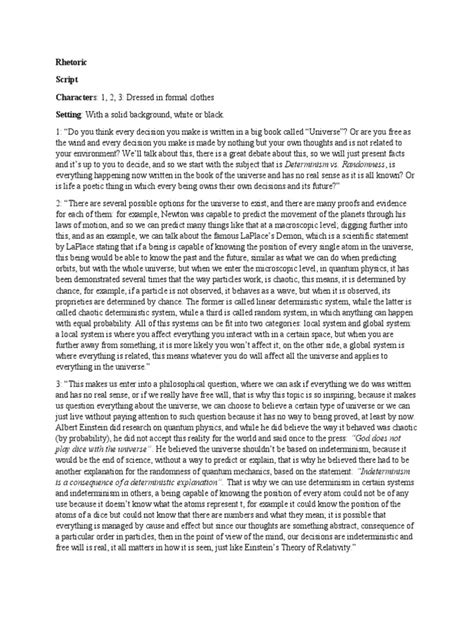 Determinism Speech Pdf Indeterminism Determinism
