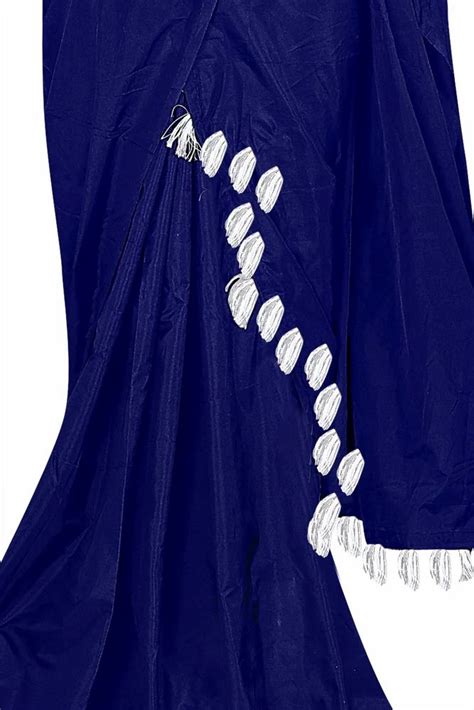 Casual Wear Navy Blue Plain Synthetic Mekhla Chadar With Blouse Piece
