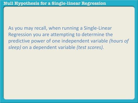 Null Hypothesis For Single Linear Regression Pptx