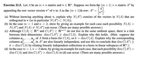 Solved Exercise 215 Let A Be An M × N Matrix And V ∈ Rn
