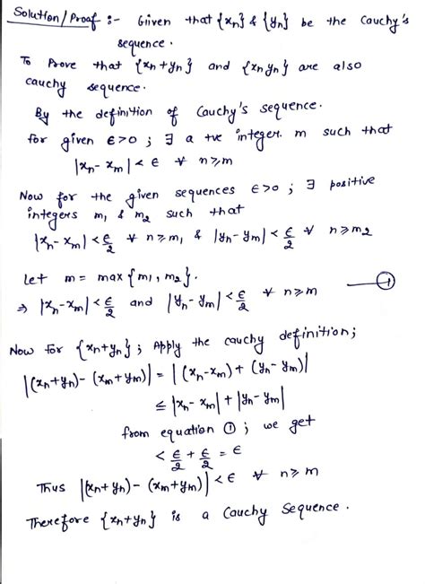 Answered Show Directly From The Definition That Of Xn And Yn Cauchy Sequences Then