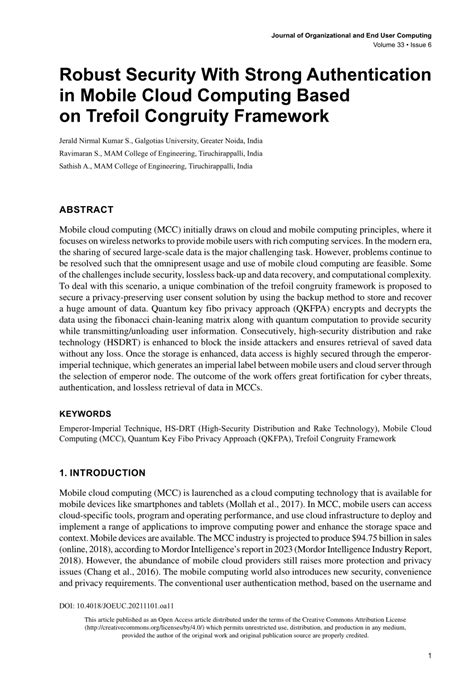 pdf robust security with strong authentication in mobile cloud computing based on trefoil
