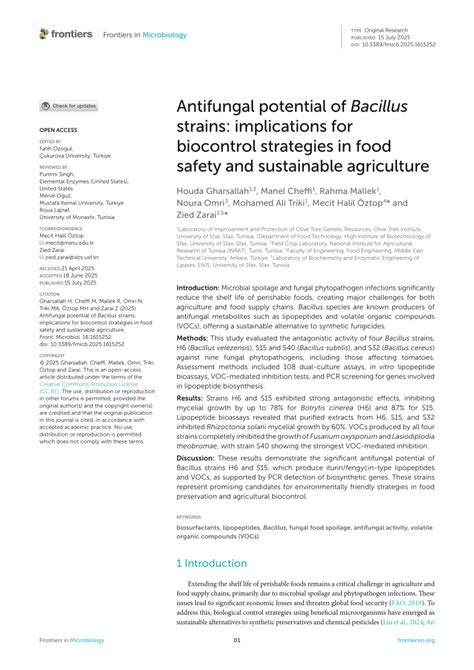 Pdf Antifungal Potential Of Bacillus Strains Implications For Biocontrol Strategies In Food